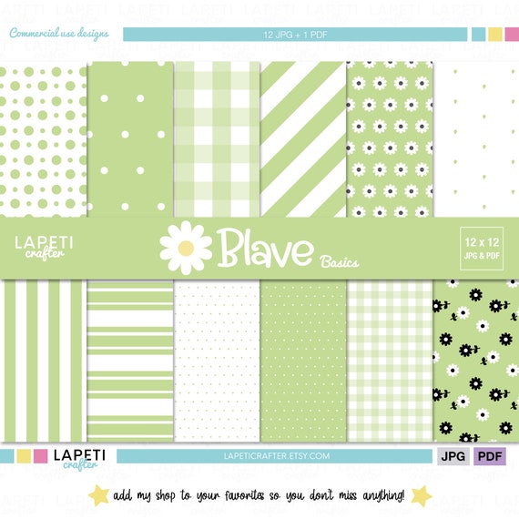 Papel digital de color verde Papel para scrapbooking con | Etsy España