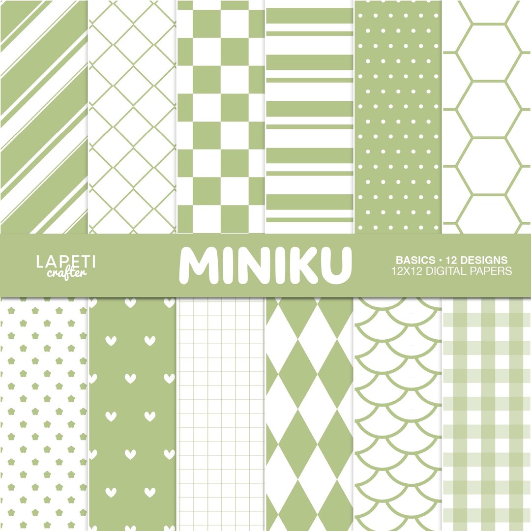 Green Digital Papers, Basic Printable Scrapbook Paper Pack, 12x12 Green ...