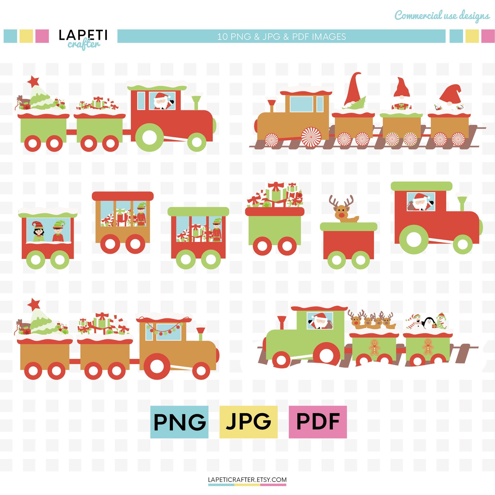 Christmas Train Clipart Santa Claus Train Png Digital - Etsy