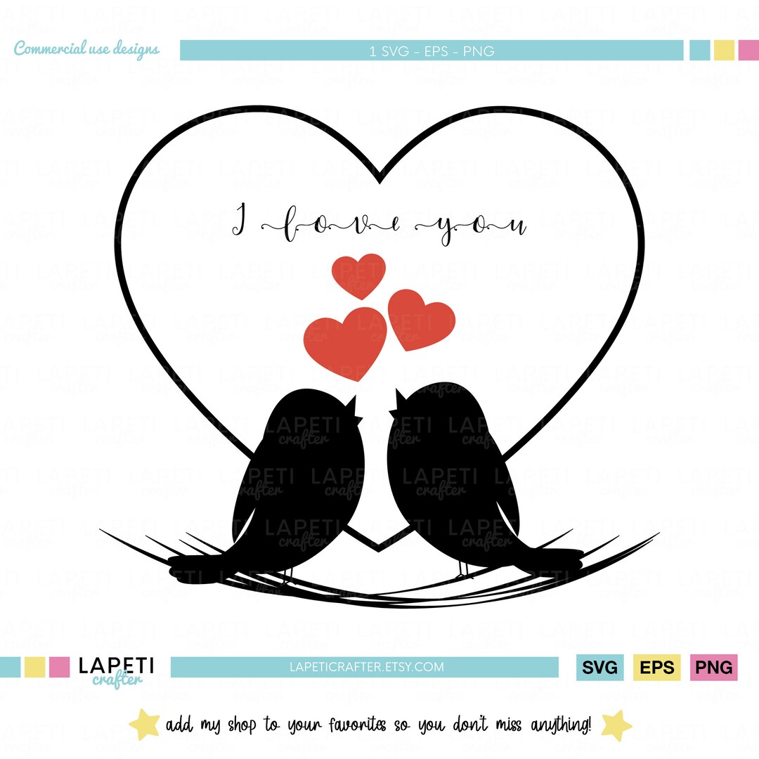SVG for Valentine's Day With the Silhouette of Two Birds in Love | Svg ...