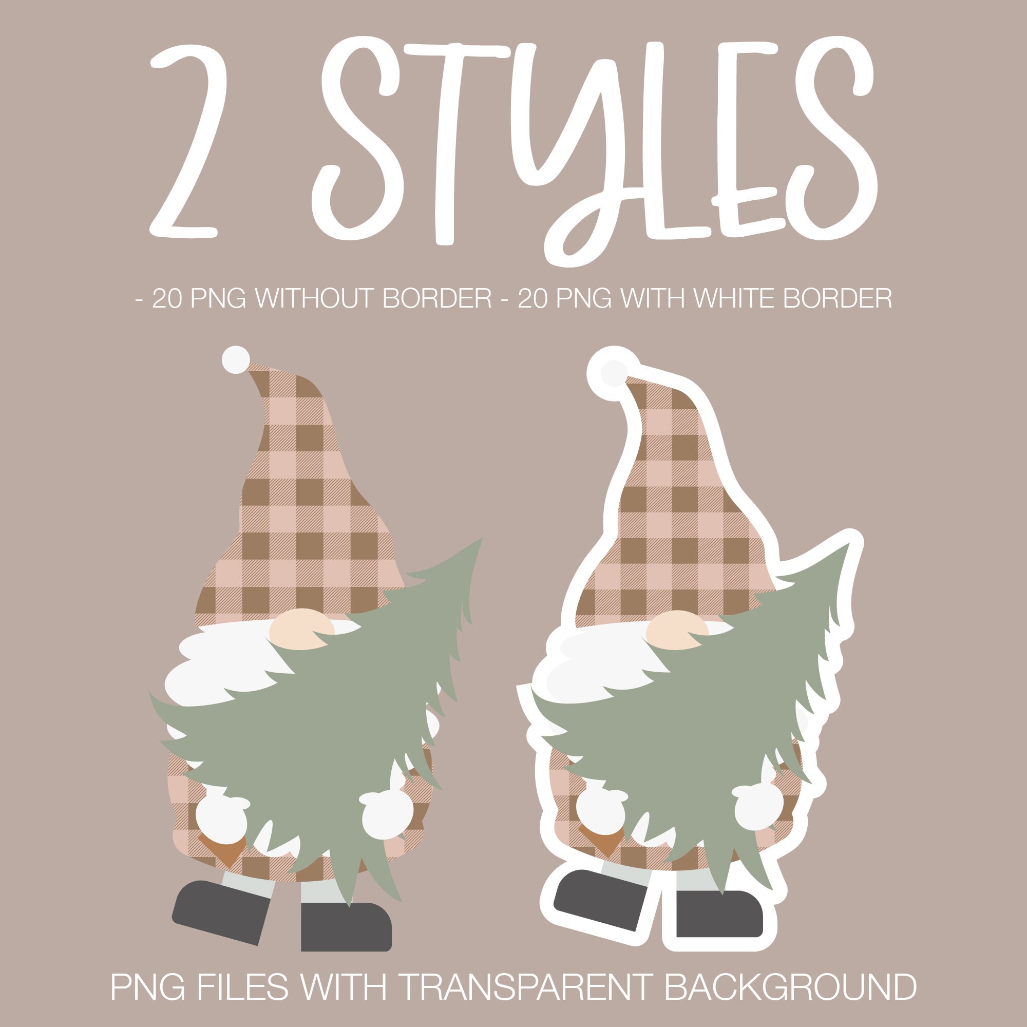Christmas Gnome Clipart PNG Digital Sticker Set Vintage - Etsy