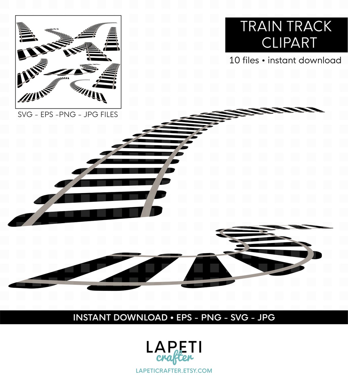 Railroad Tracks Clipart 10 Digital Clipart for Commercial | Etsy