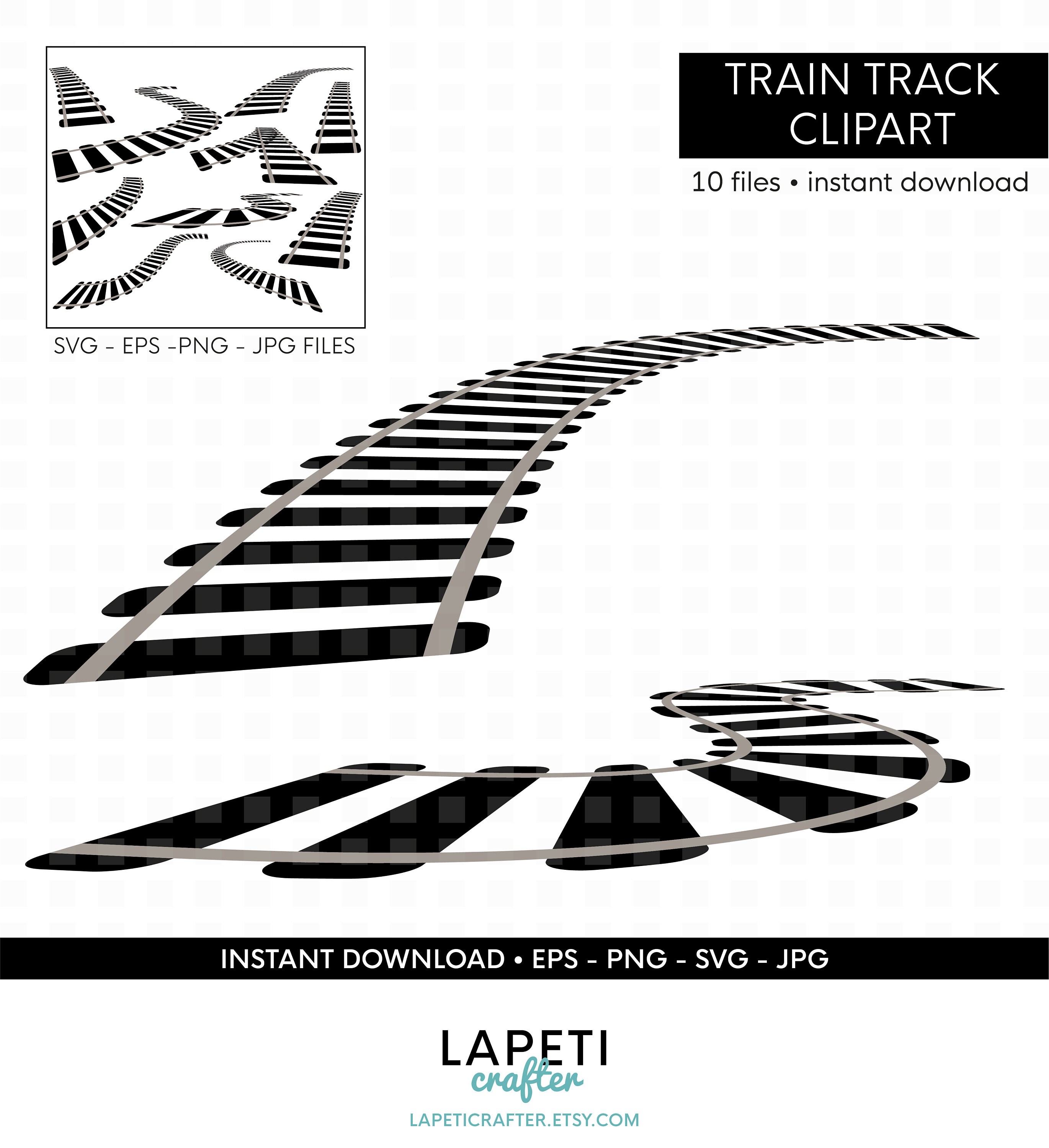 Railroad Tracks Clipart 10 Digital Clipart for Commercial | Etsy