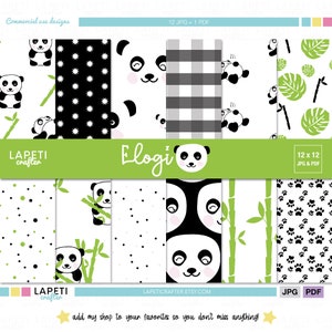 Panda Bear Digital Paper for Scrapbooking 12x12 Digital Download Panda ...