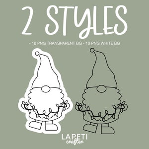 Christmas Gnomes Digital Stamp Gnome Coloring Digi Stamp Scrapbooking ...