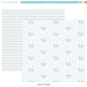 Elephant Baby Boy Digital Paper Pack for Scrapbooking and Crafts, It's ...