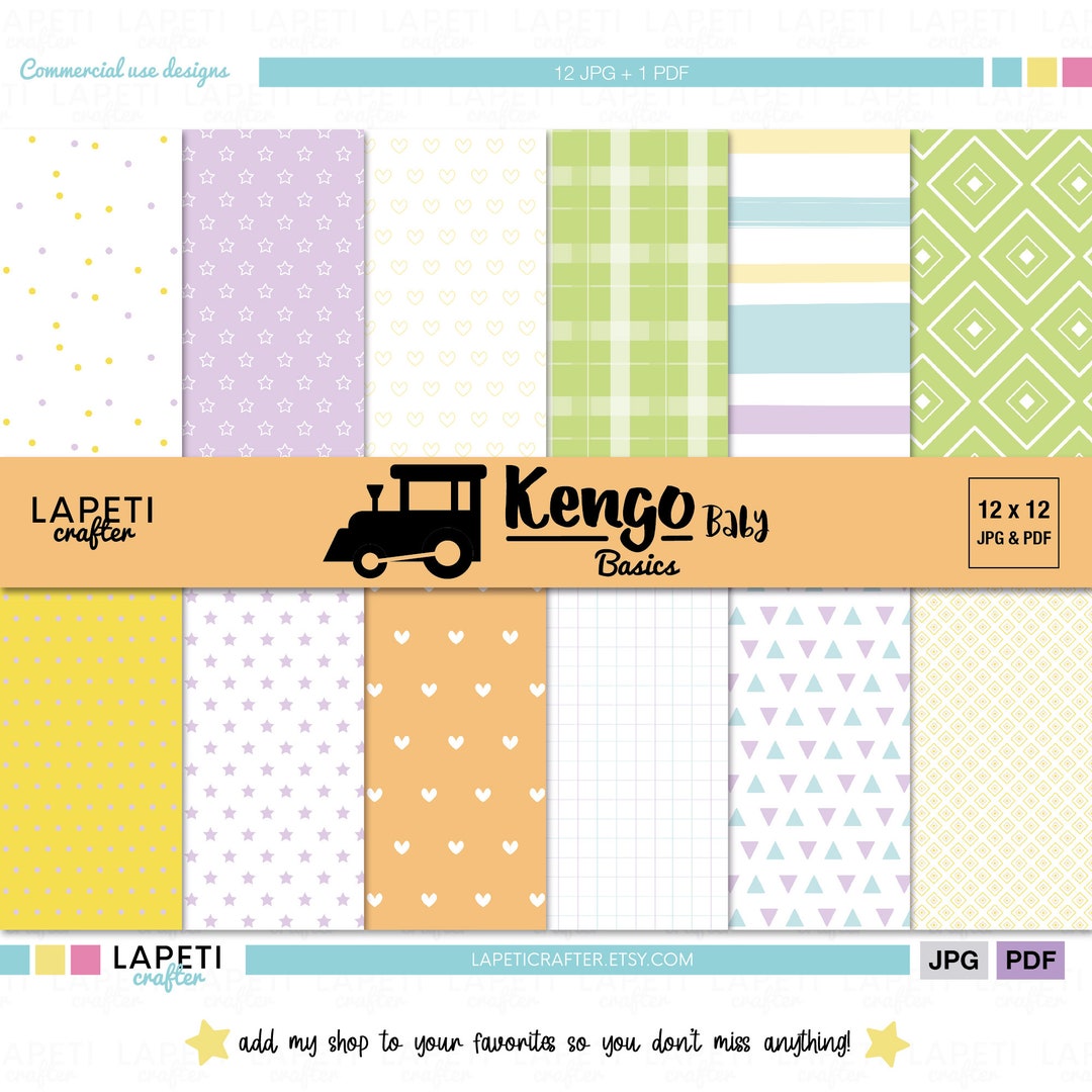 Scrapbook Basics Digital Paper for Kids and Crafting, Geometric Pattern ...