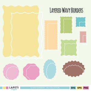Wavy Borders SVG | Layered Curvy Frames for DIY & Invitations | Layered ...