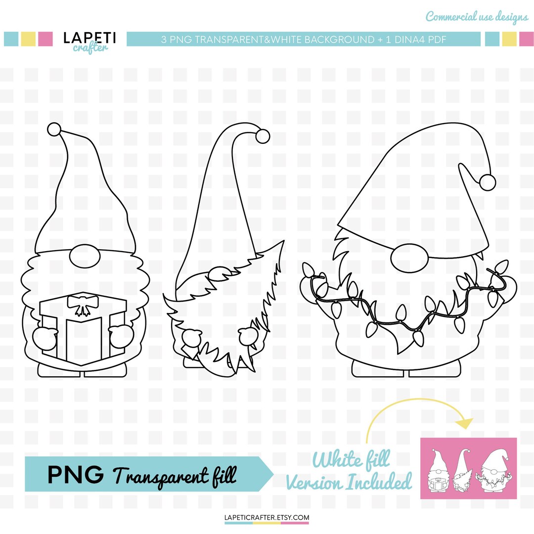 Christmas Gnomes Digital Stamp Commercial Use Digi Stamp - Etsy