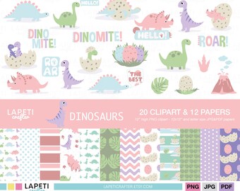 Digital Paper Dinosaur Fun Boy Dino's T-rex Scrapbook - Etsy