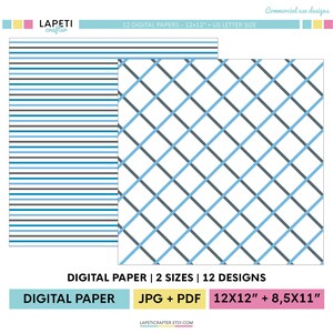 Baby Blue Digital Paper Pack Digital Patterns Scrapbook - Etsy