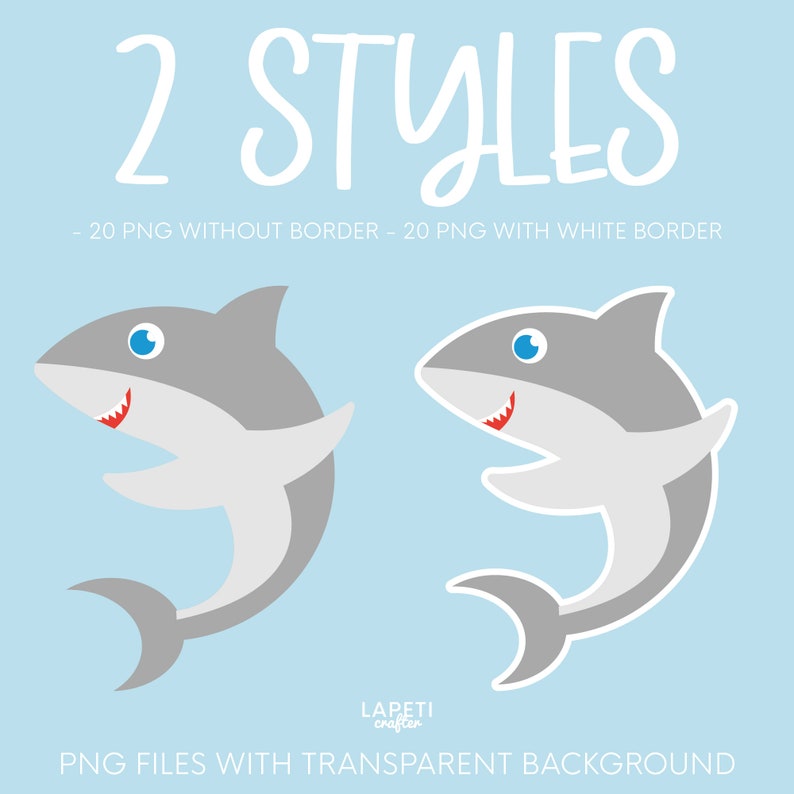 SHARK Clipart and Digital Paper Kit 20 PNG Files 12 Jpg - Etsy