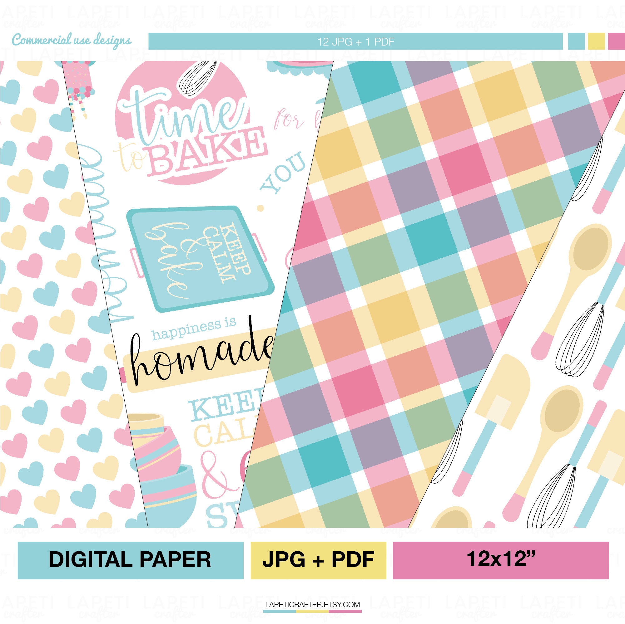 Baking Digital Paper Scrapbook Paper Baking Clip Art Cake - Etsy