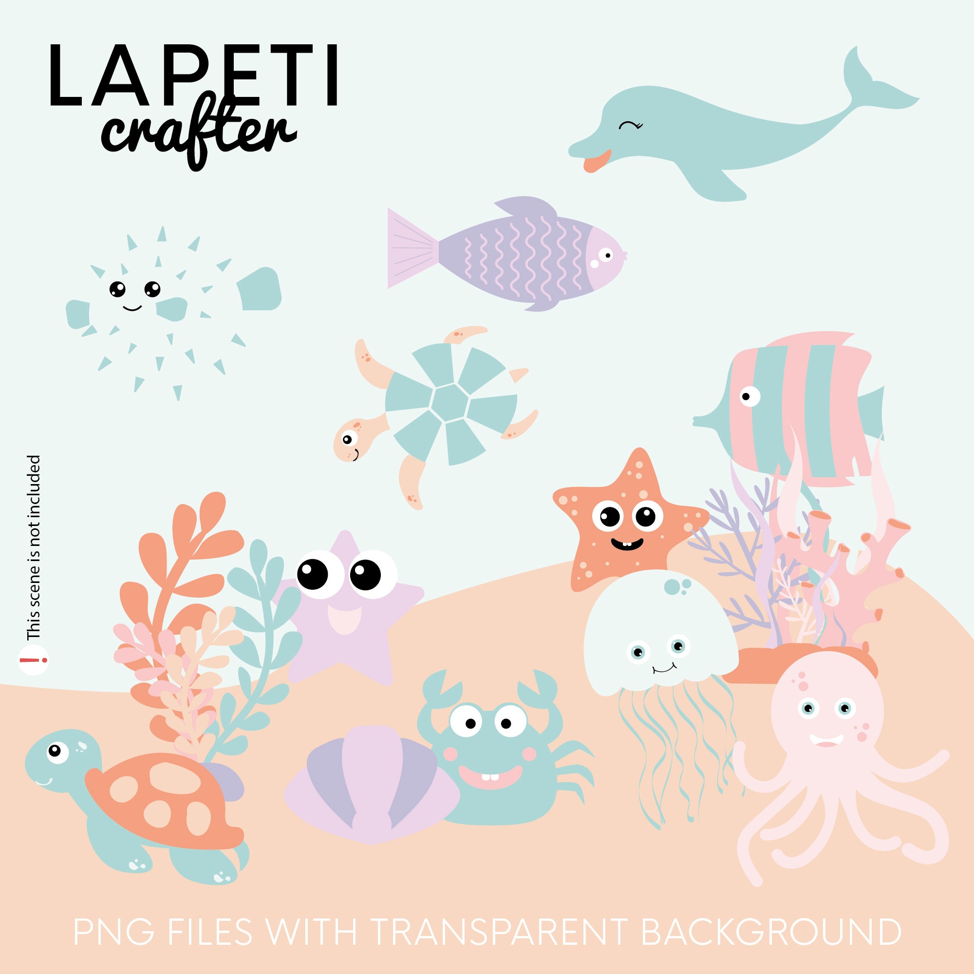 Ocean Animals Clipart 20 Png Files With Transparent - Etsy