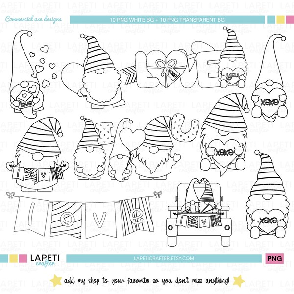 Gnome Digital Stamps - Etsy