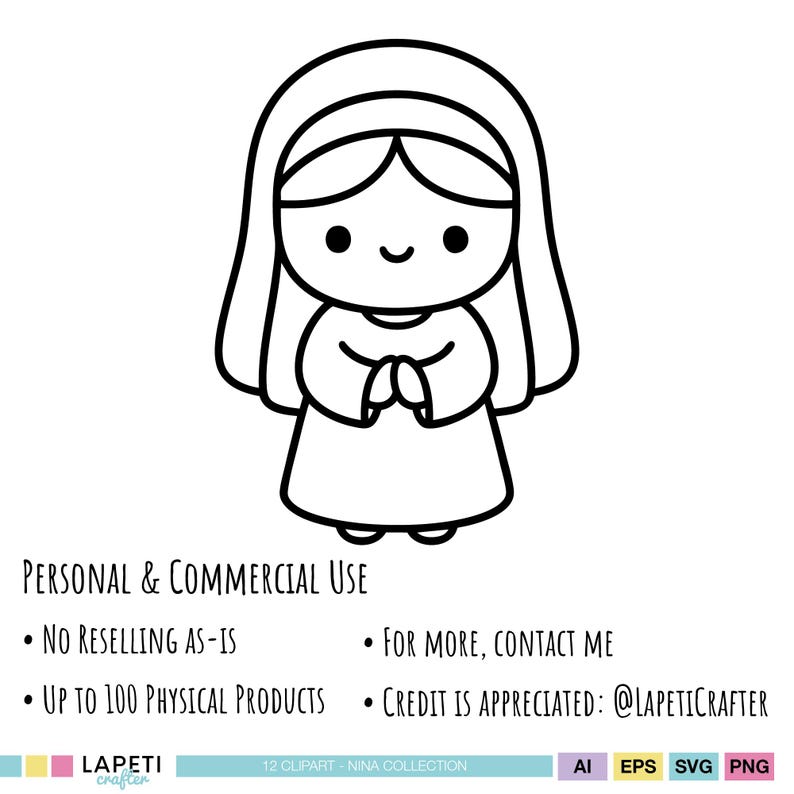 Nativity Christmas Clipart Bundle, Cute Nativity PNG for Stickers, Baby ...