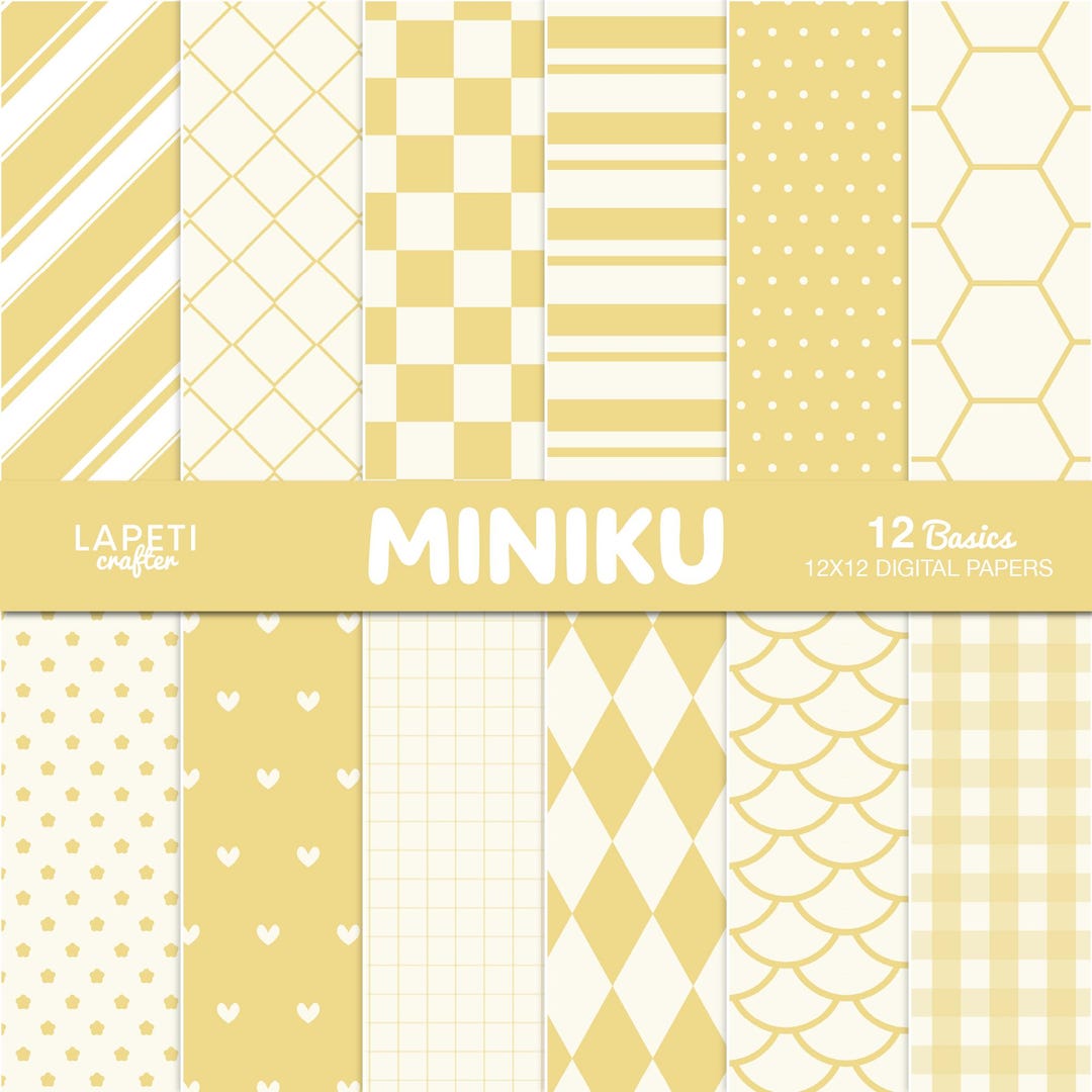 Yellow Digital Paper Pack, Pastel Lemon Patterns, Basic Scrapbooking ...