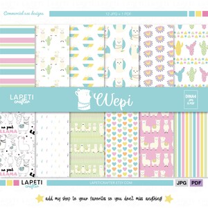 Llama Digital Paper for Craft Projects and Scrapbooking Alpaca ...