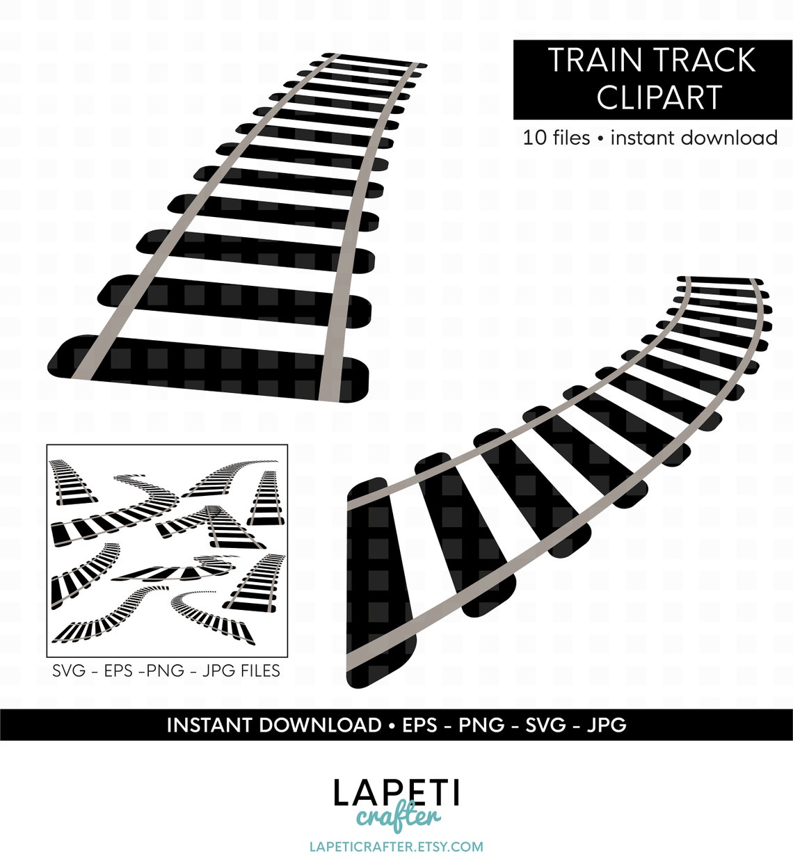 Railroad Tracks Clipart 10 Digital Clipart for Commercial - Etsy