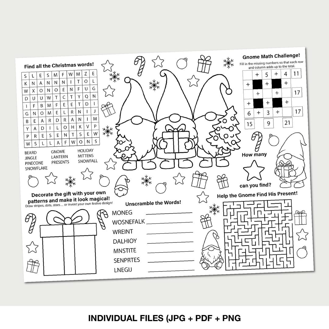 Christmas Activity Placemat Printable, Kids Christmas Dinner Mat ...