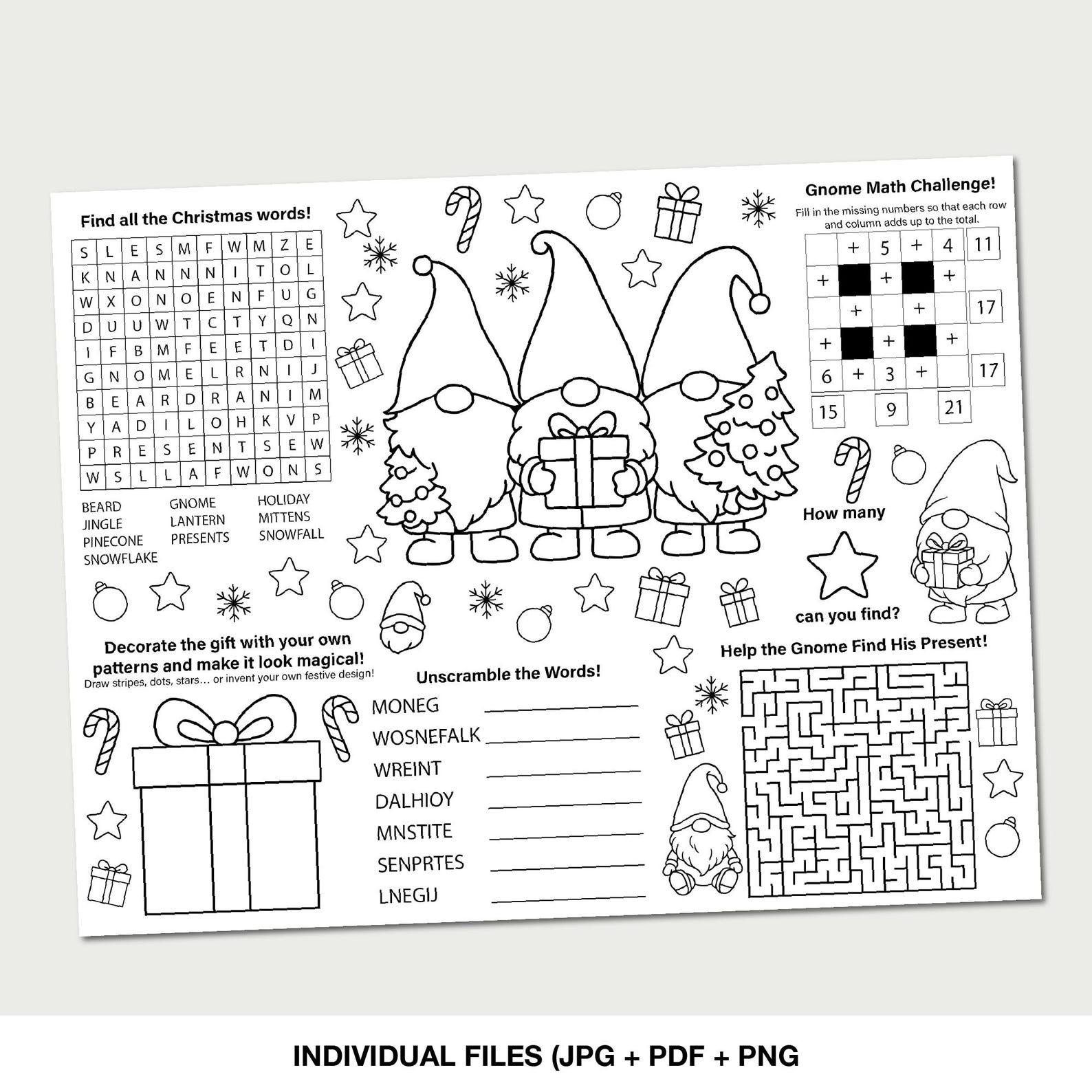 Christmas Activity Placemat Printable, Kids Christmas Dinner Mat ...