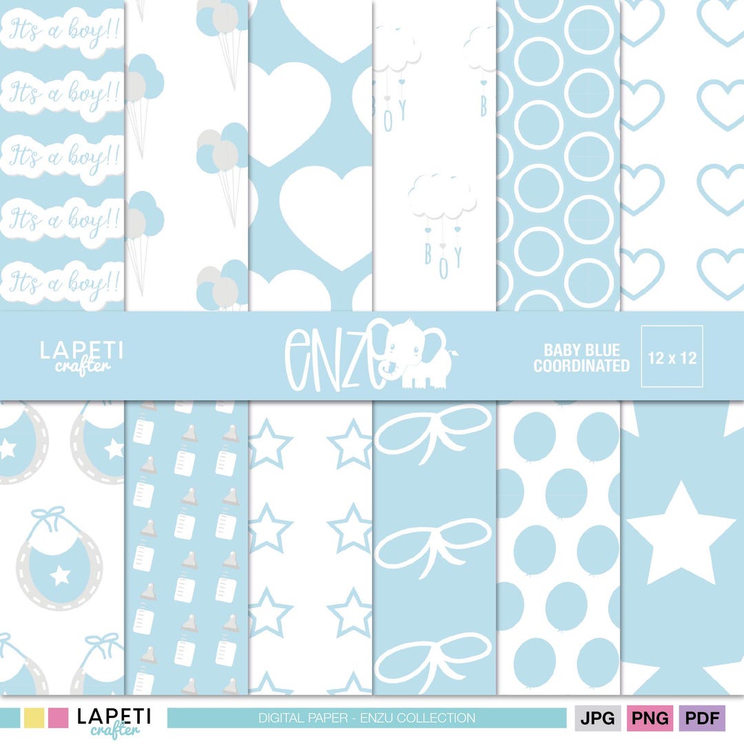 Baby Boy Paper | Blue Digital Paper | Scrapbooking Paper | It’s a Boy ...
