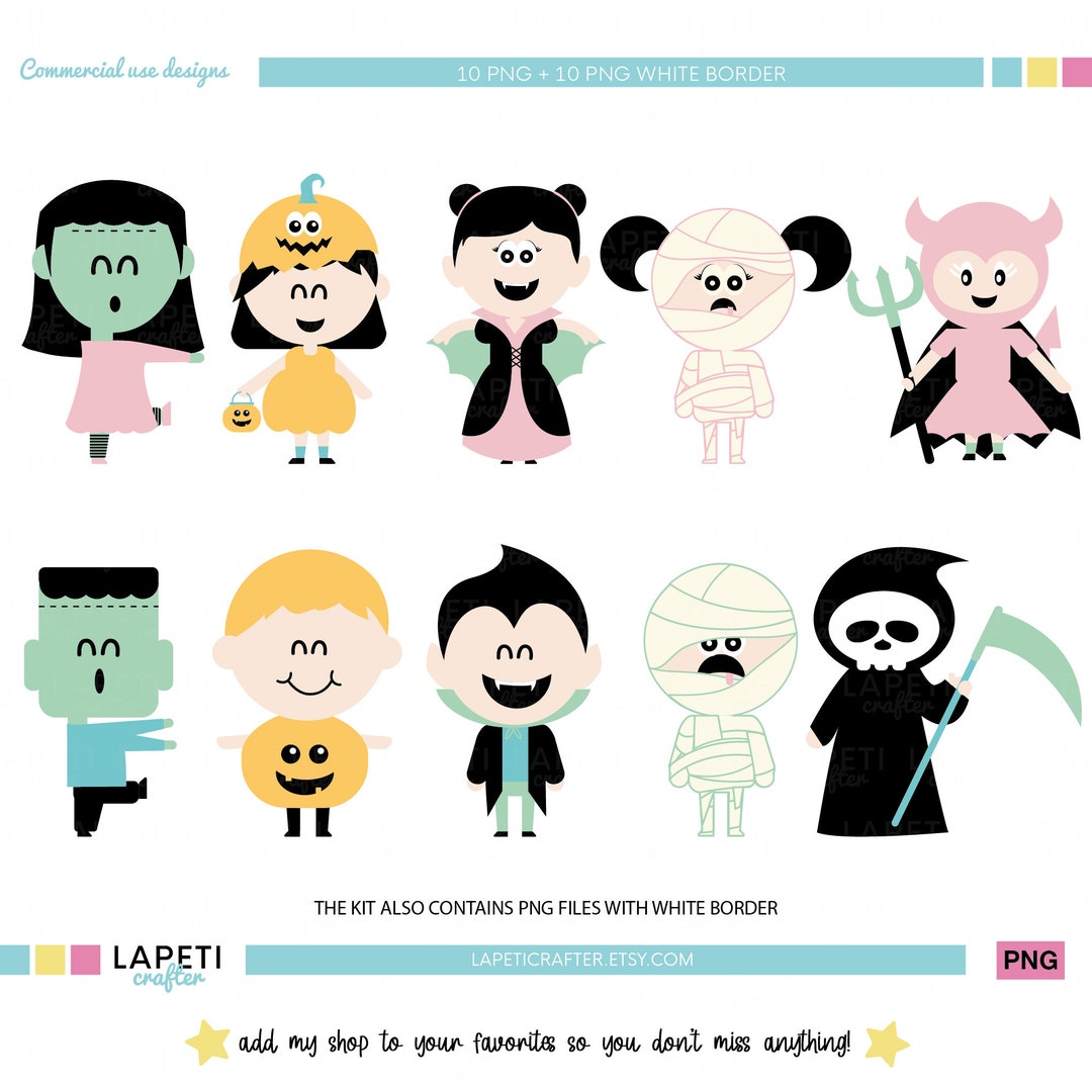 Halloween Kids Png Clipart 10 PNG Files Clipart for Commercial Use ...