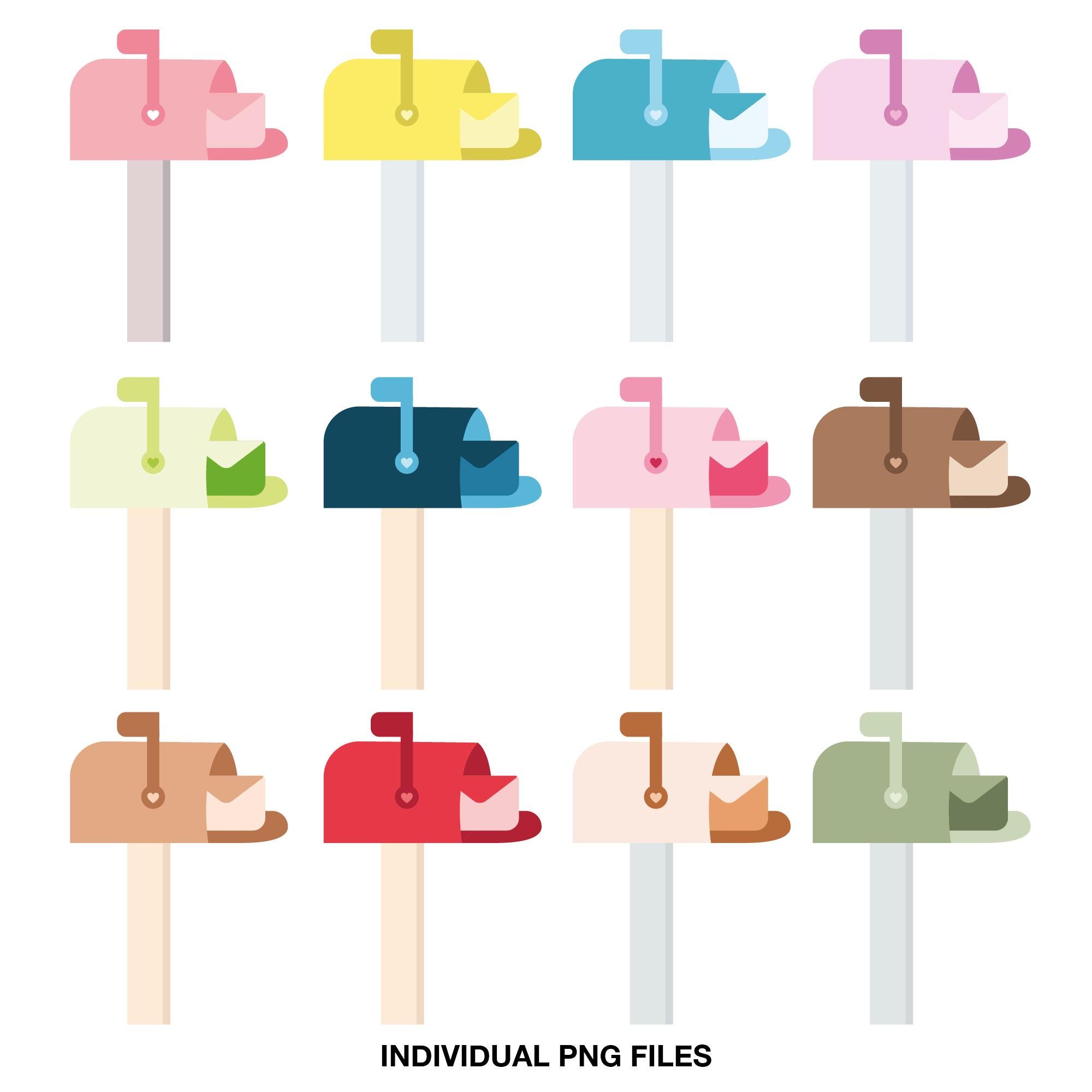 Mailbox Clipart Set, Cute Post Box PNG, Pastel Mail Elements for ...