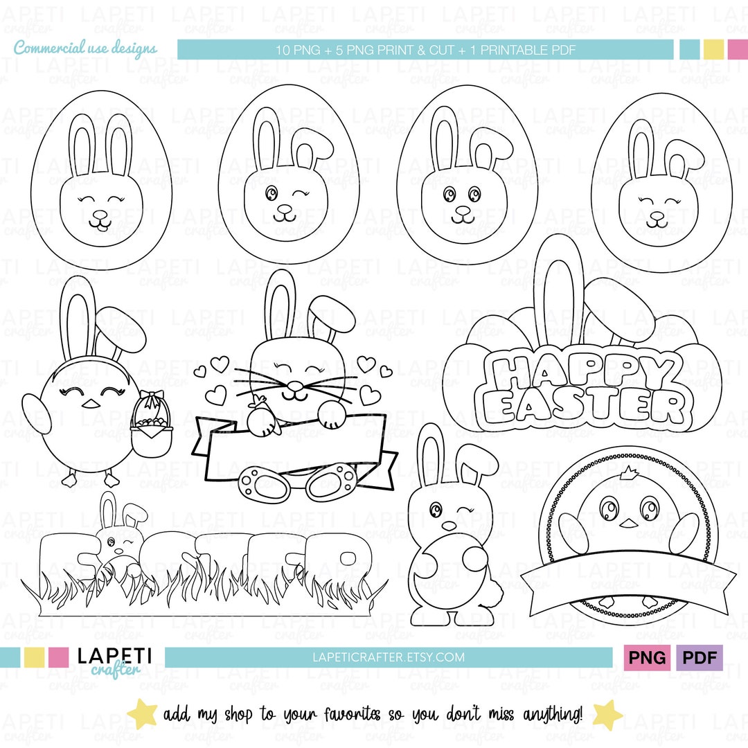 Easter Stamp, Printable PNG for Coloring, No Line Coloring, Print and ...