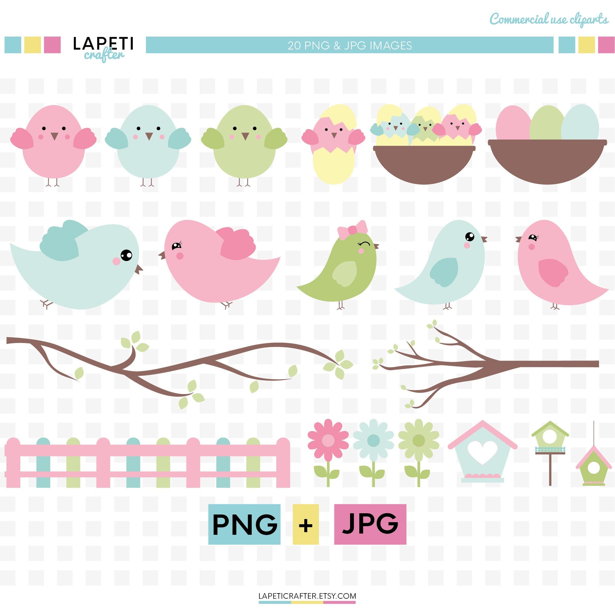 Bird clipart in png and jpg format spring png illustrations | Etsy