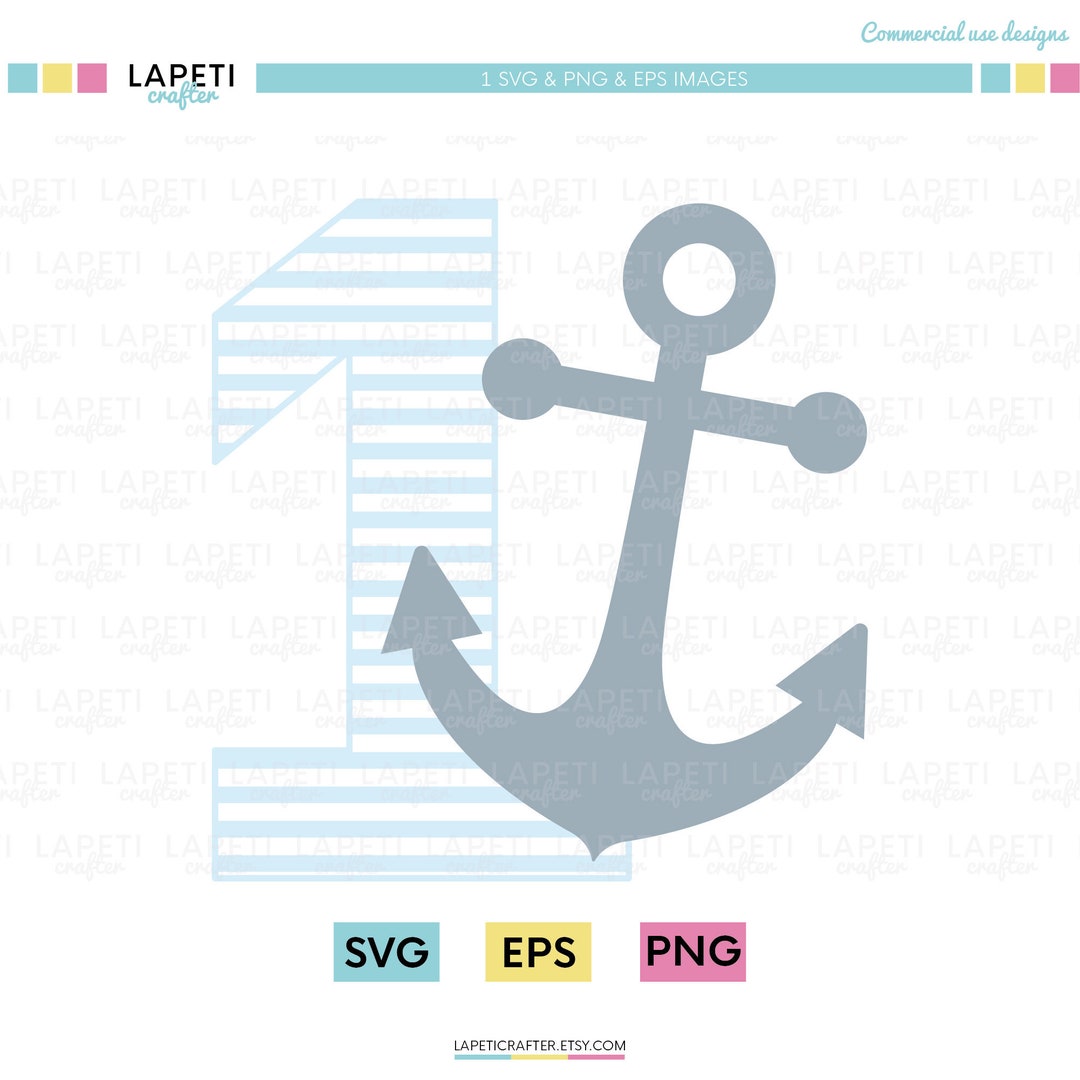 Nautical Number One Svg, Eps, Png, Blue Anchor Svg, Commercial Use ...