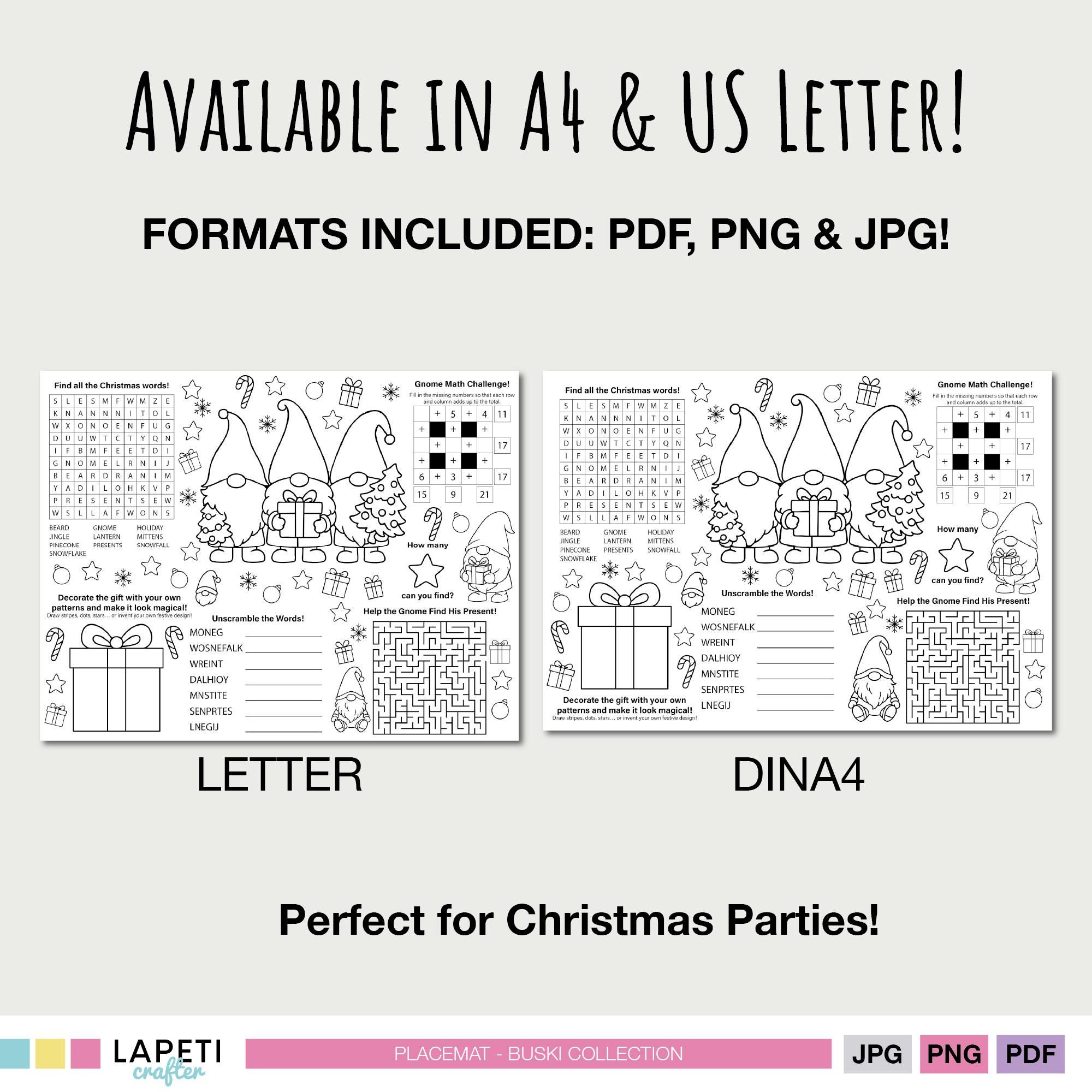Christmas Activity Placemat Printable, Kids Christmas Dinner Mat ...