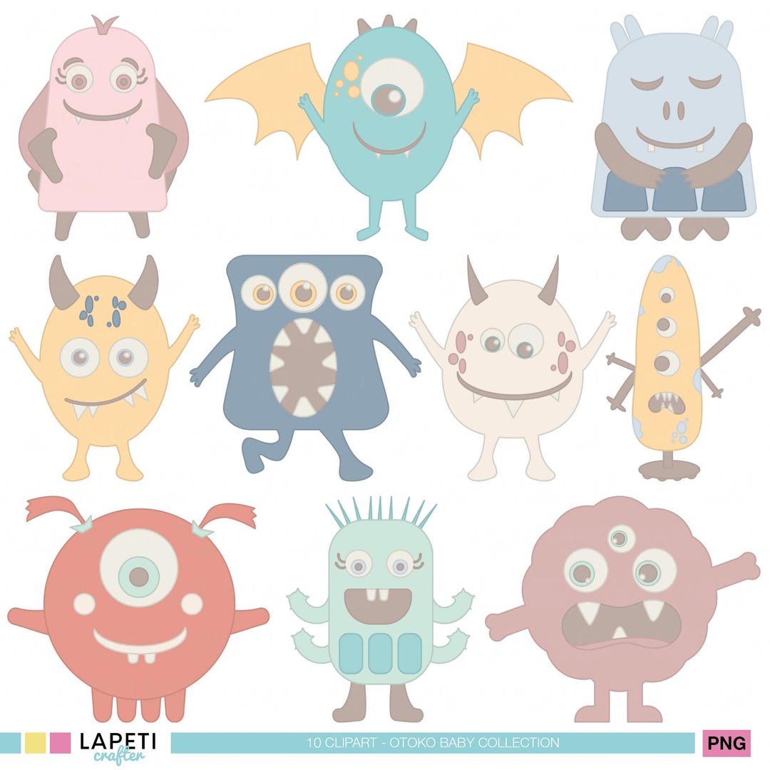 Cute Monster Clipart | Kawaii Pastel Creatures for Stickers ...