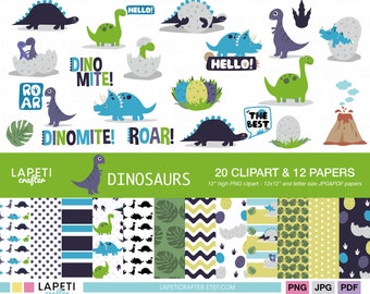 Digital Paper Dinosaur Fun Boy Dino's T-rex Scrapbook - Etsy