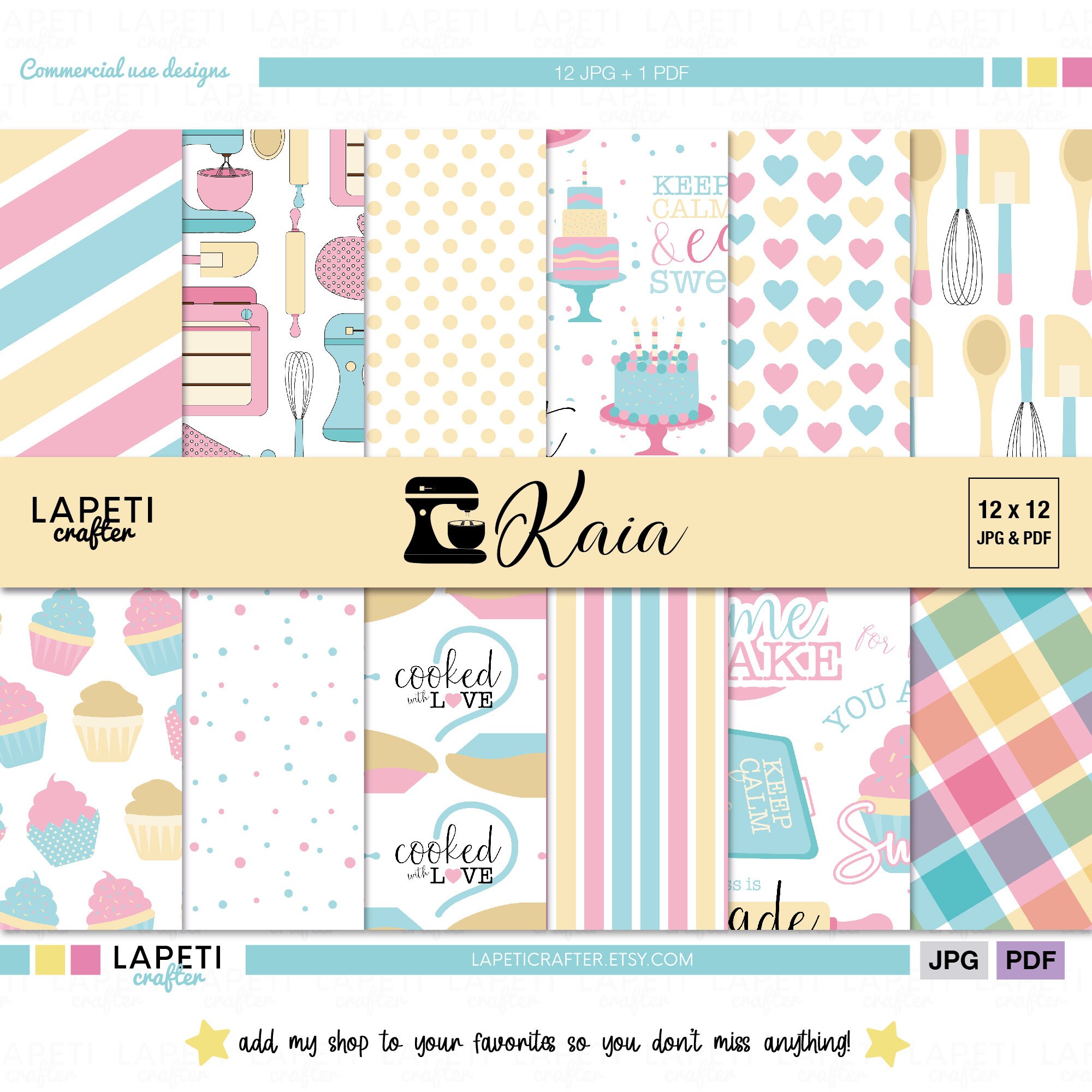 Baking Digital Paper Scrapbook Paper Baking Clip Art Cake - Etsy