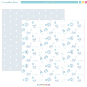 Elephant Baby Boy Digital Paper Pack for Scrapbooking and Crafts, It's ...