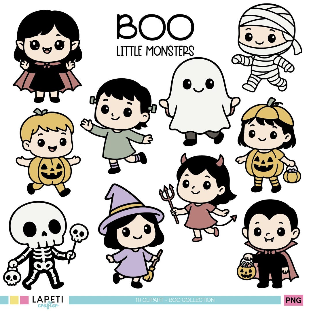 Halloween Kids Clipart Set, Cute Baby and Toddler Costume Illustrations ...