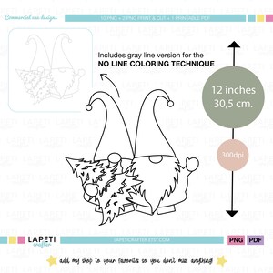 Christmas Gnomes Digital Stamp Gnome Coloring Digi Stamp Scrapbooking ...