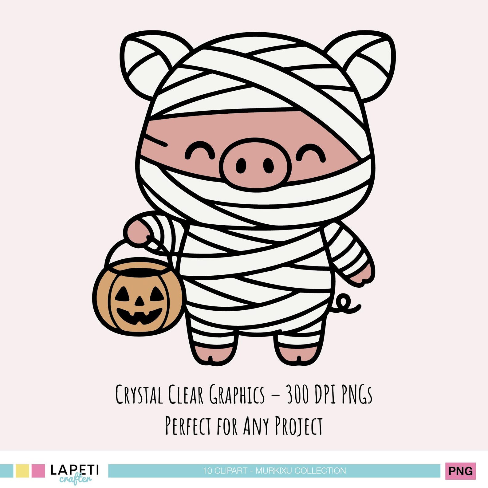 Cute Halloween Animals Clip Art, Kawaii Halloween Png Clipart for Cards ...