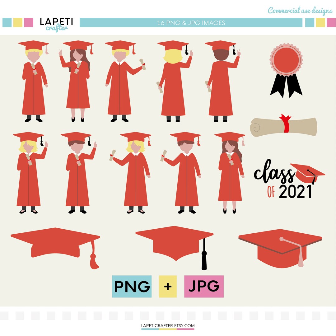 Red Graduates Clipart in Png and Jpg Format Digital Download for ...