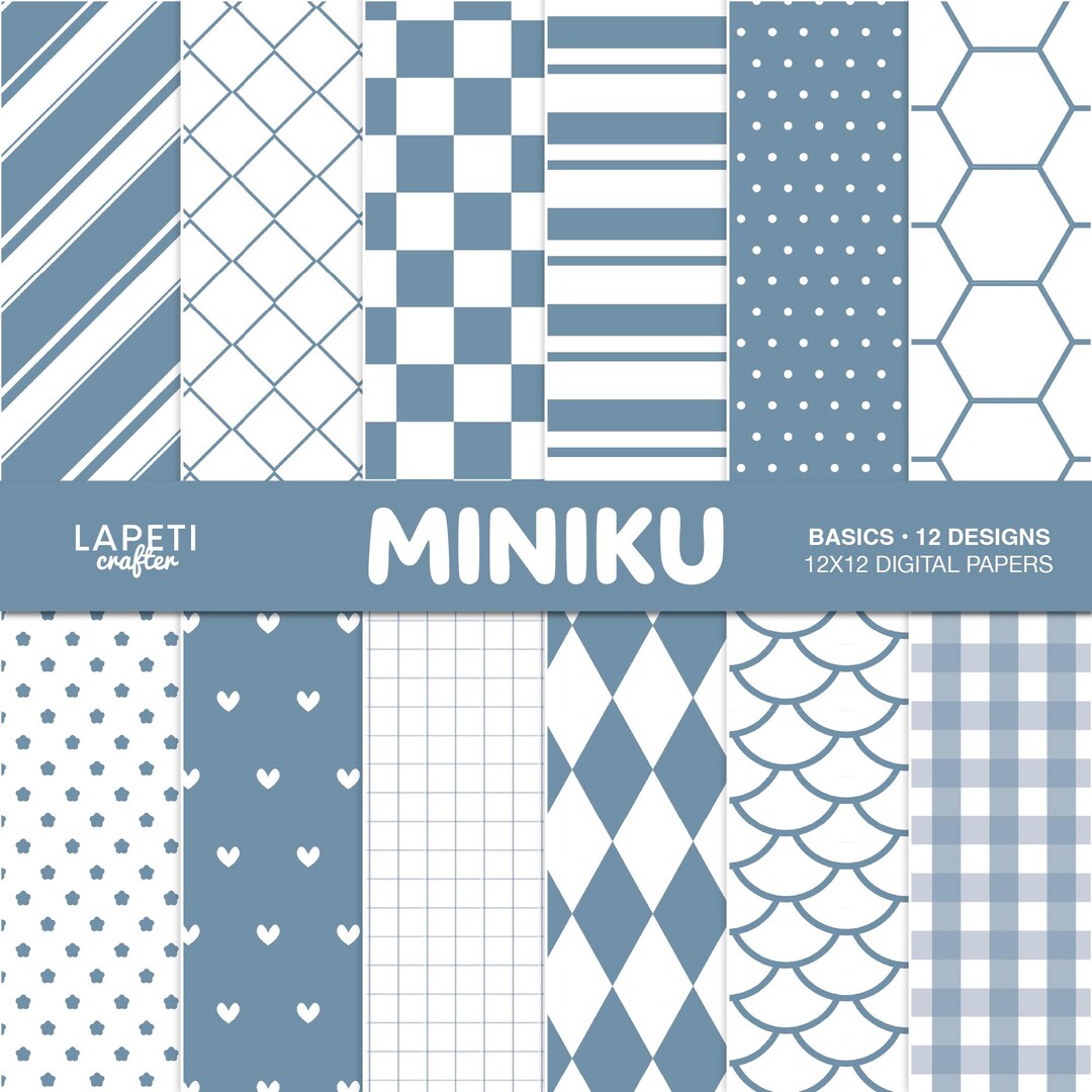 Blue Digital Papers, Navy Plaid & Polka Dot Patterns, Gingham Stripes ...