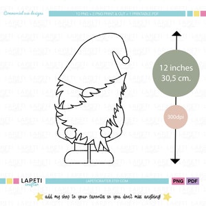 Christmas Gnomes Digital Stamp Gnome Coloring Digi Stamp Scrapbooking ...