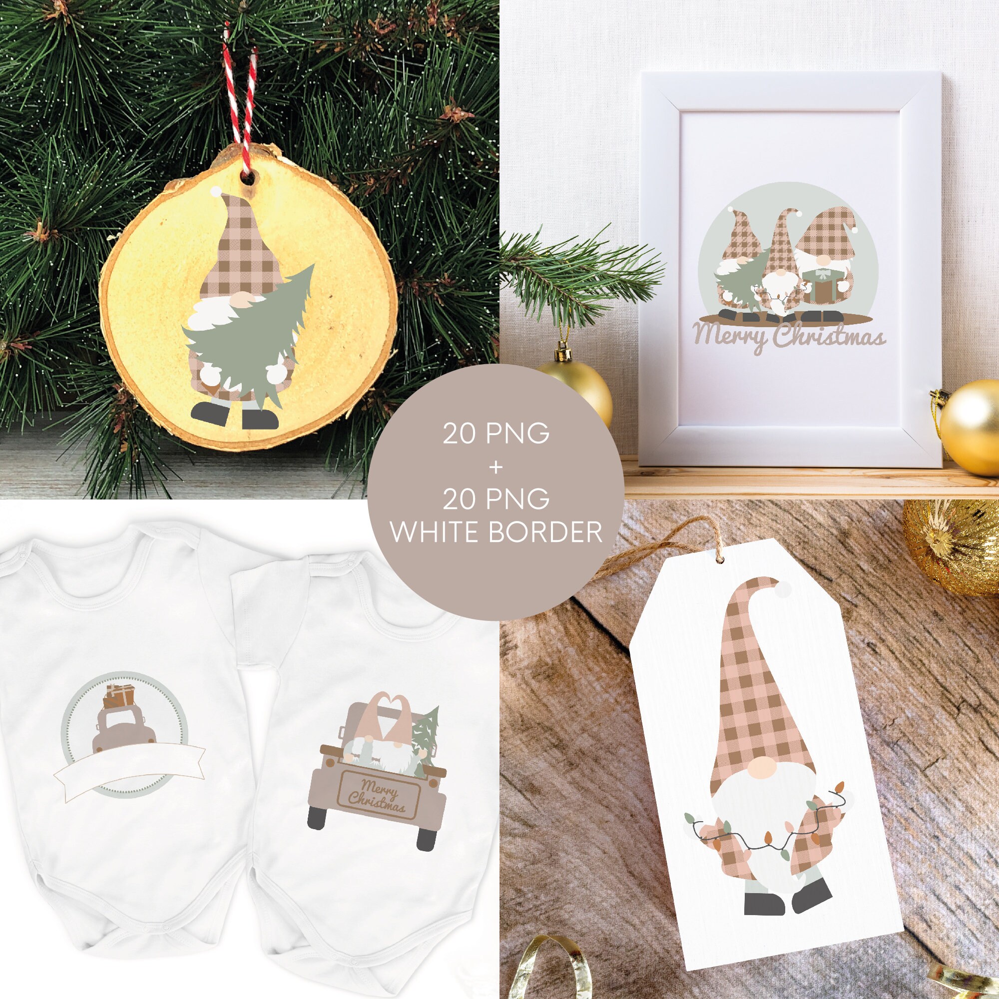 Christmas Gnome Clipart PNG Digital Sticker Set Vintage - Etsy