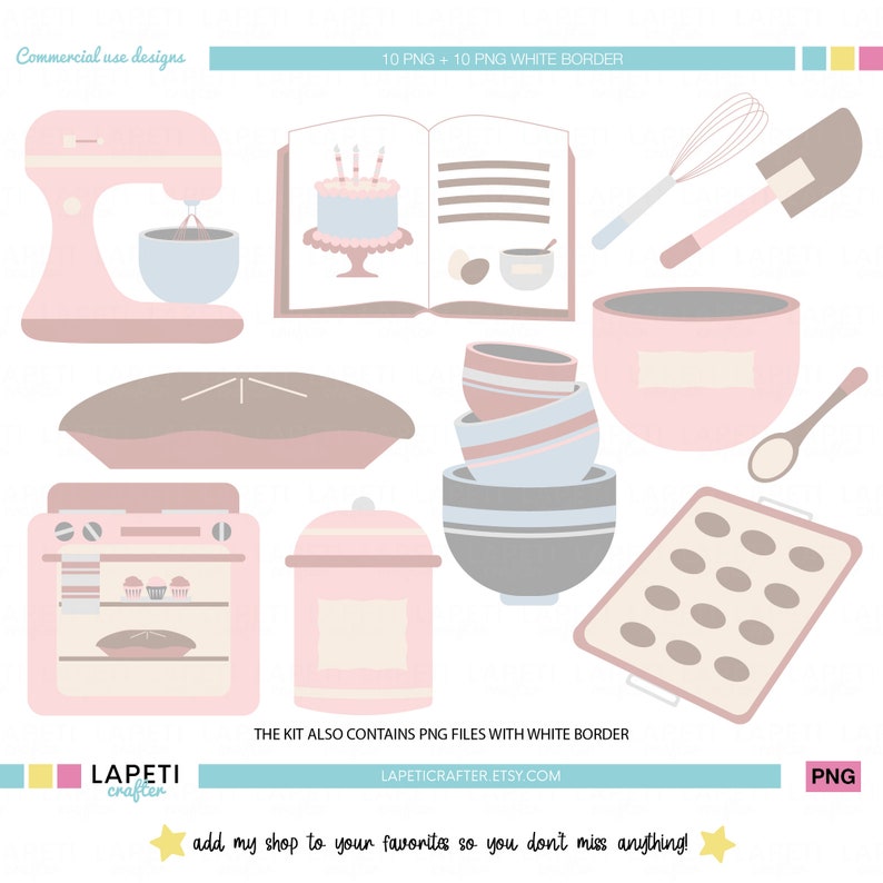 Bakery Clipart Png Cute Baking Clipart Coomercial Use - Etsy