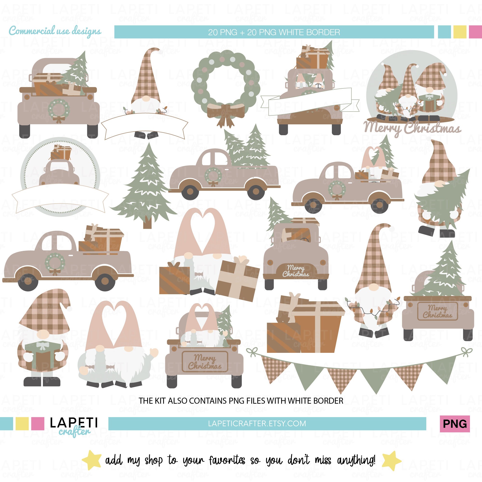 Christmas Gnome Clipart PNG Digital Sticker Set Vintage - Etsy