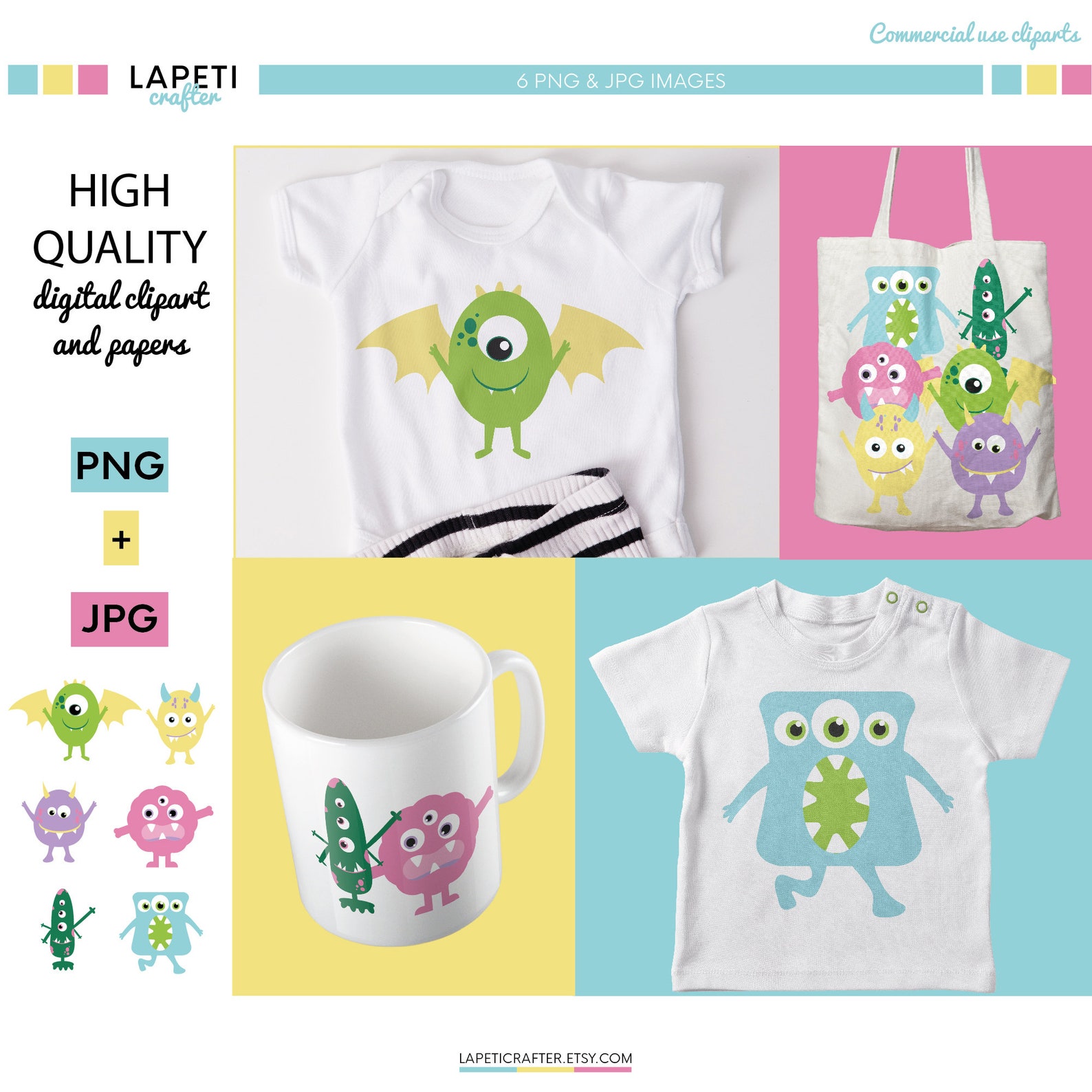 Monster Clipart Commercial Use 6 Monster Digital Clipart - Etsy