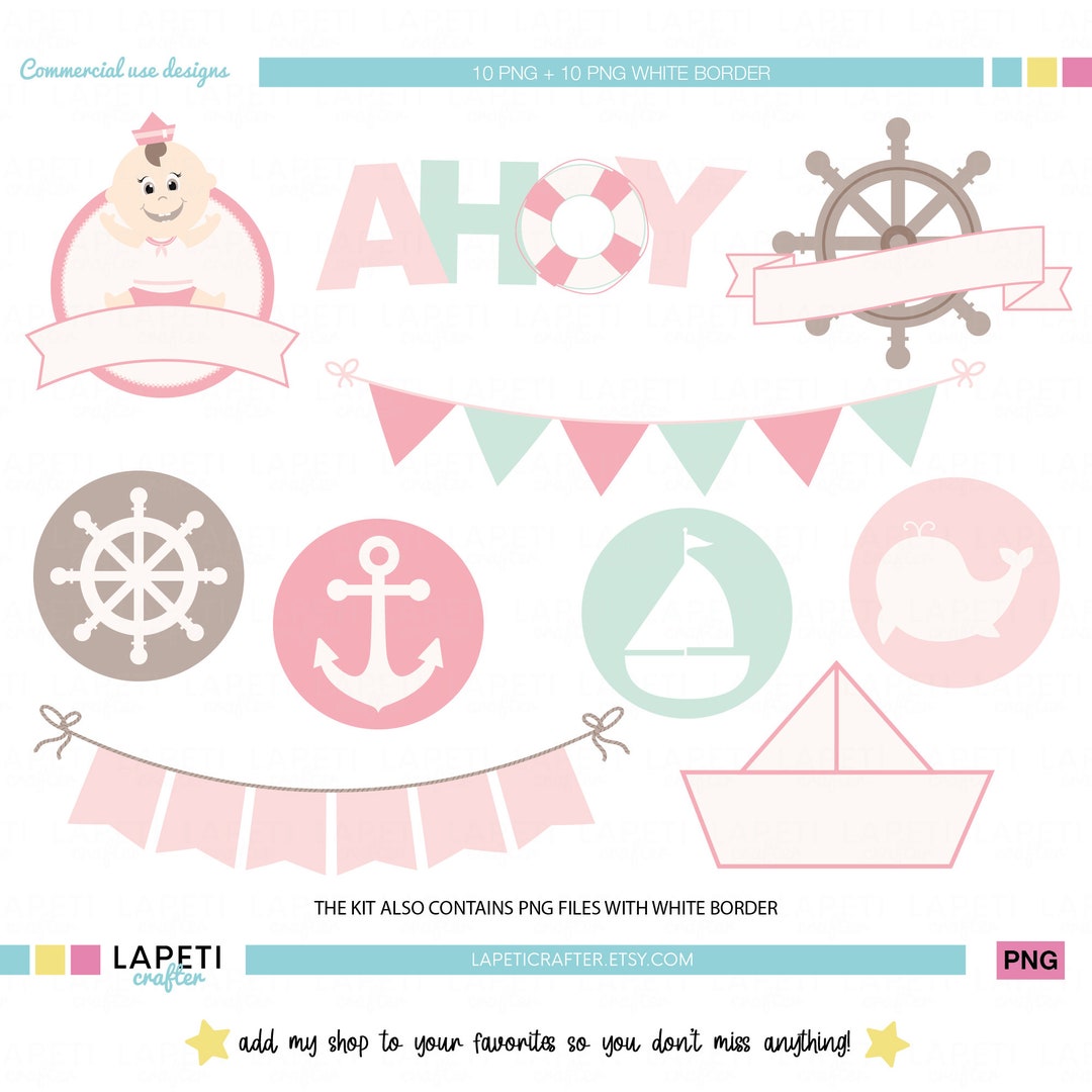 Baby Girl Sailor Clipart 10 Nautical Illustrations in Png Format ...