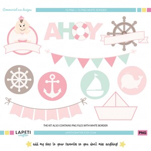 Baby Girl Sailor Clipart 10 Nautical Illustrations in Png Format ...