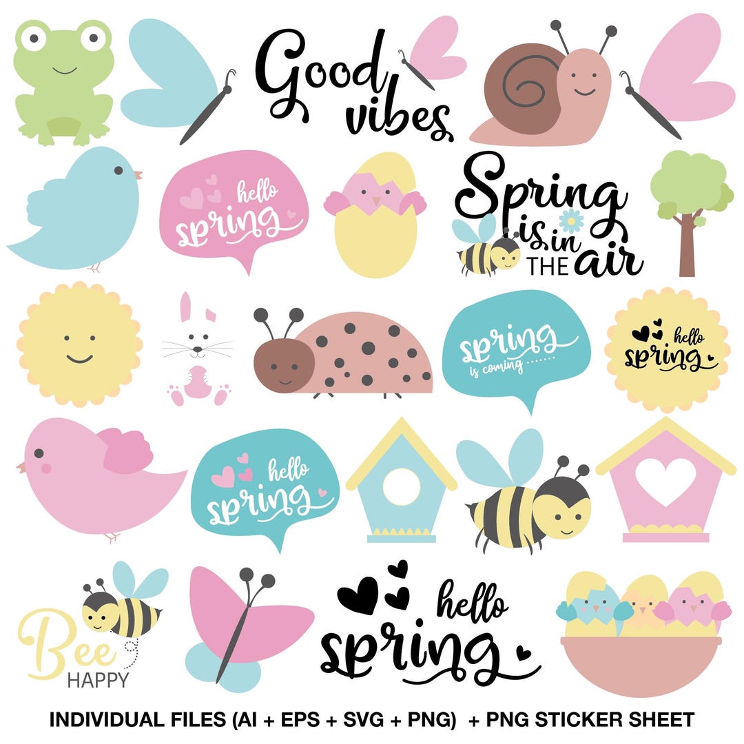 Spring Clipart Set, Seasonal Clipart Set for Kids Crafts, Blooming ...