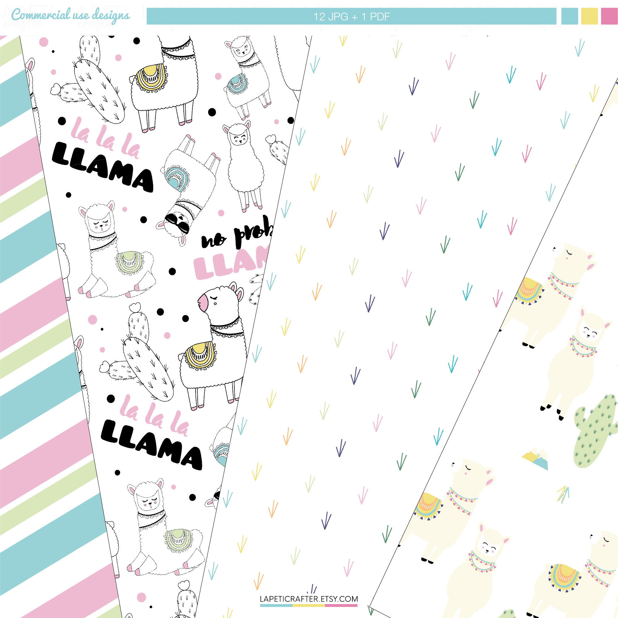 Llama Digital Paper for Craft Projects and Scrapbooking - Etsy